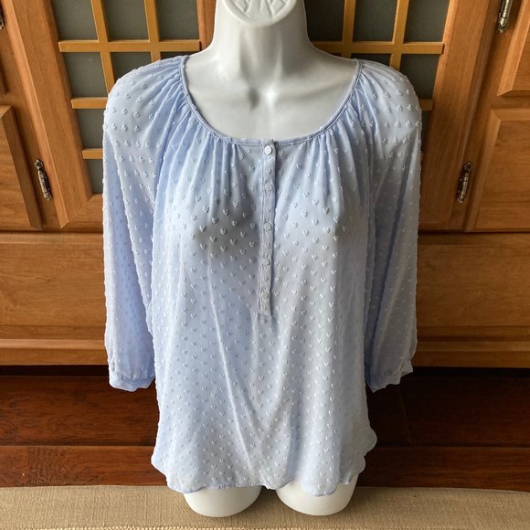 L.C. Lauren Conrad | Tops | Lc Lauren Conrad Baby Blue Semi Sheer ...